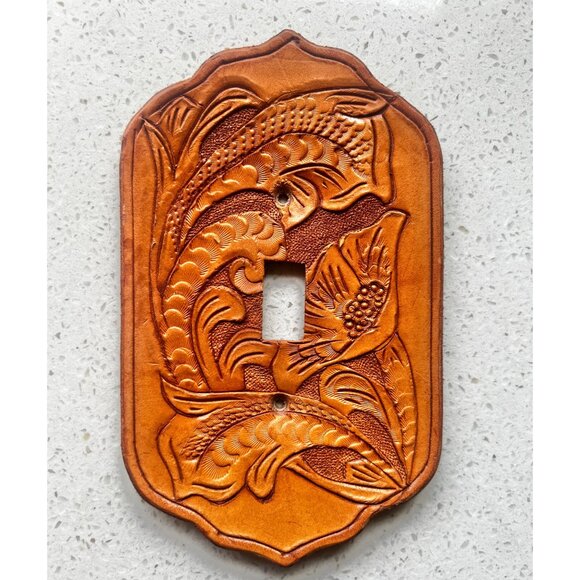 Handmade | Accents | Handcrafted Tooled Leather Light Switch Cover With ...